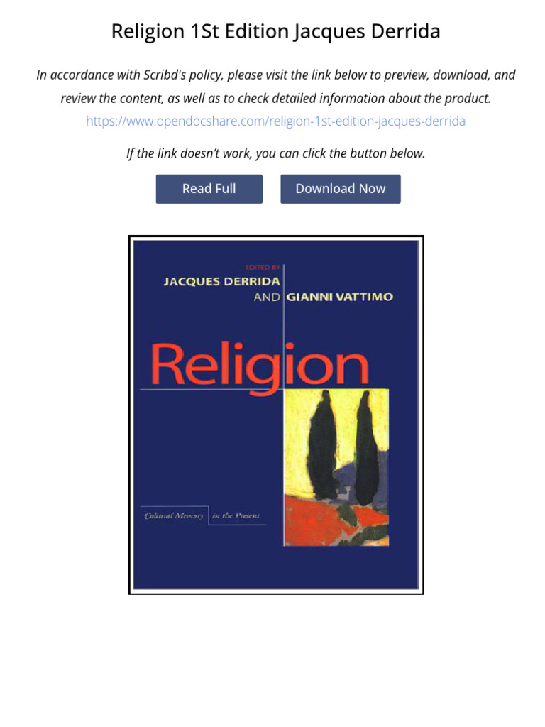 Religion 1st Edition Jacques Derrida | PDF
