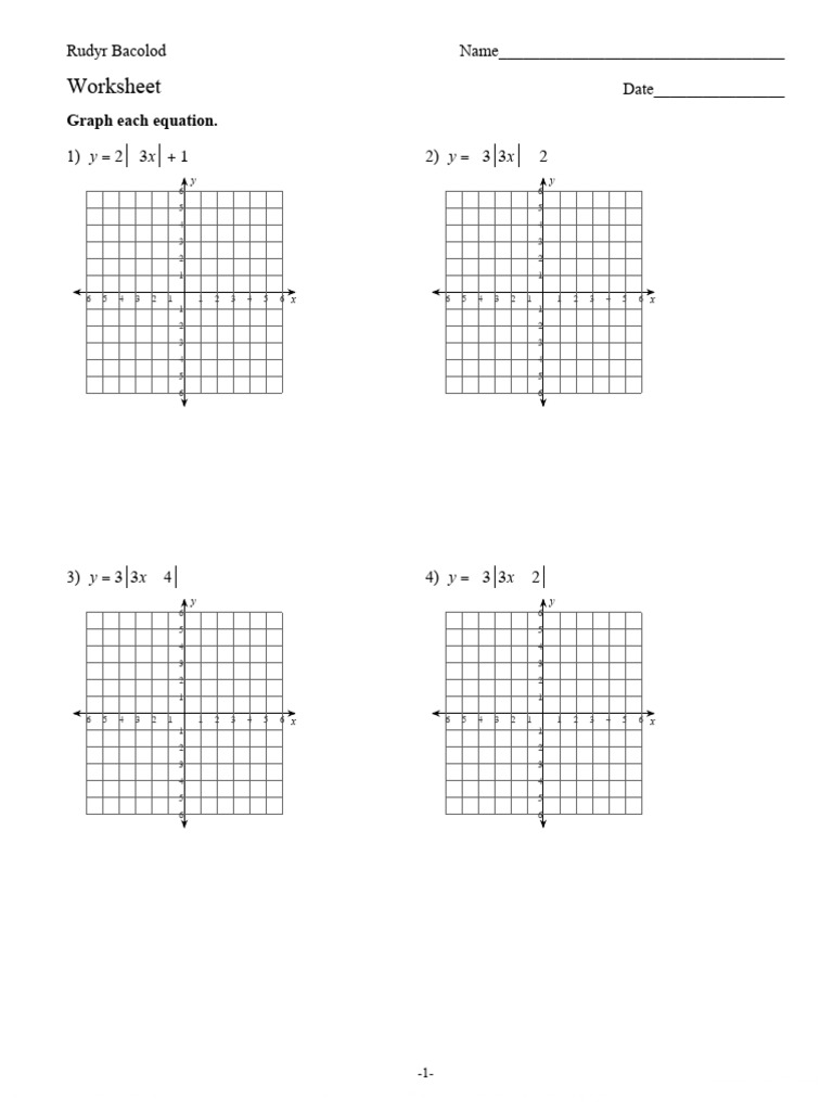 Graphing Absolute Value Worksheet | PDF