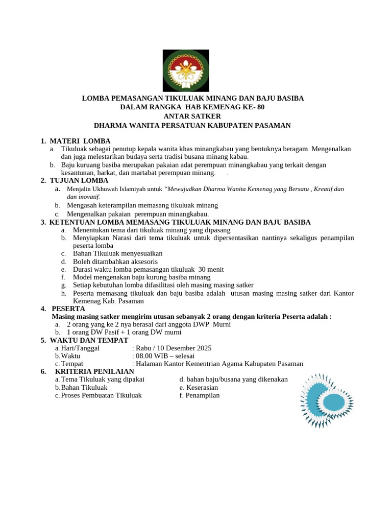 Lomba Tikuluak dan Baju Basiba Minang | PDF