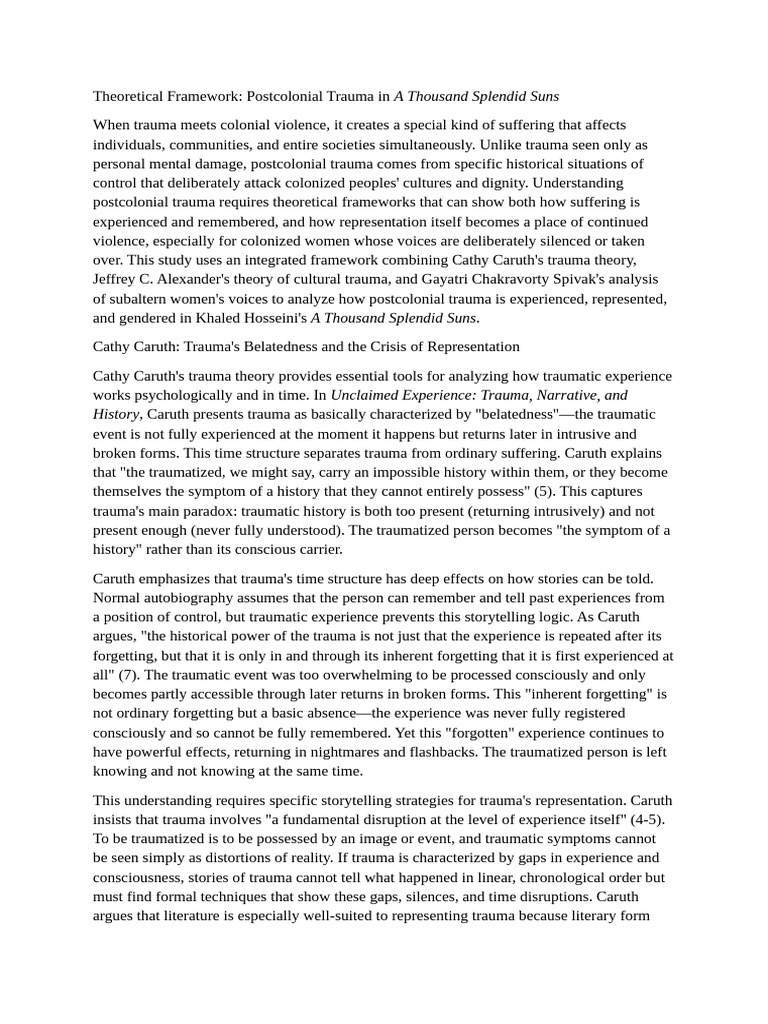 Theoretical Framework Go | PDF | Psychological Trauma | Postcolonialism