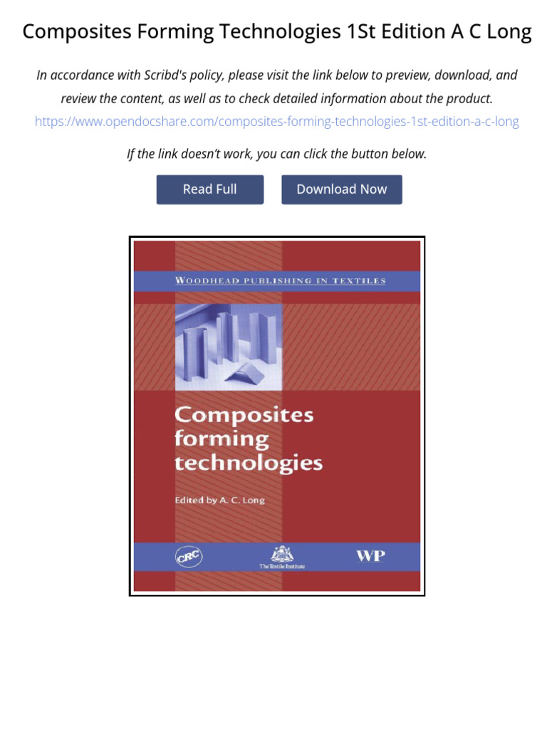 Composites Forming Technologies 1st Edition A C Long | PDF | Composite ...