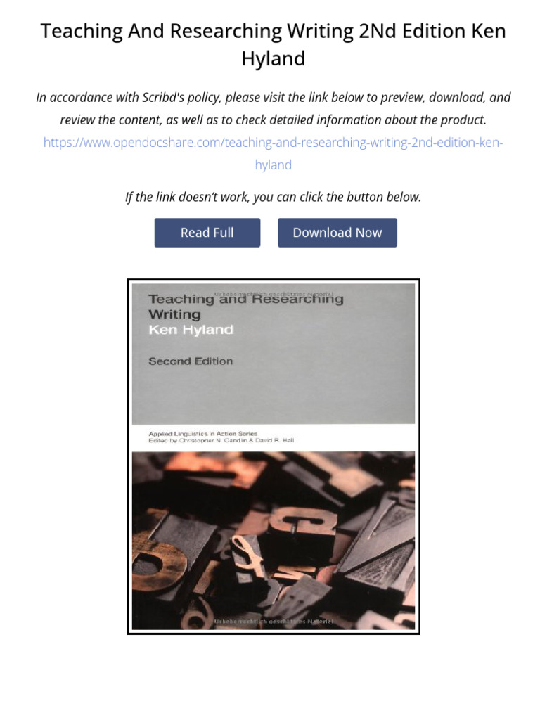 Teaching and Researching Writing 2nd Edition Ken Hyland | PDF | Books ...