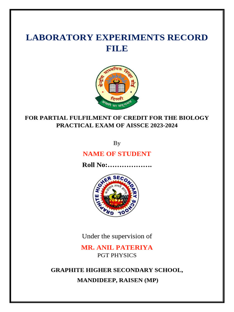 Practical File Front Pages | PDF