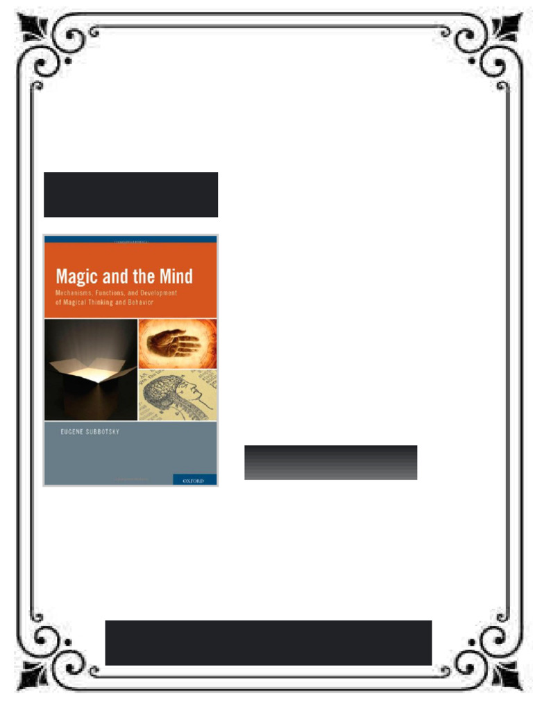 Magic and the Mind Mechanisms Functions and Development of Magical ...