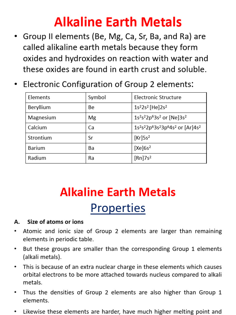 Properties and Applications of Alkaline Earth Metals | PDF | Ion ...