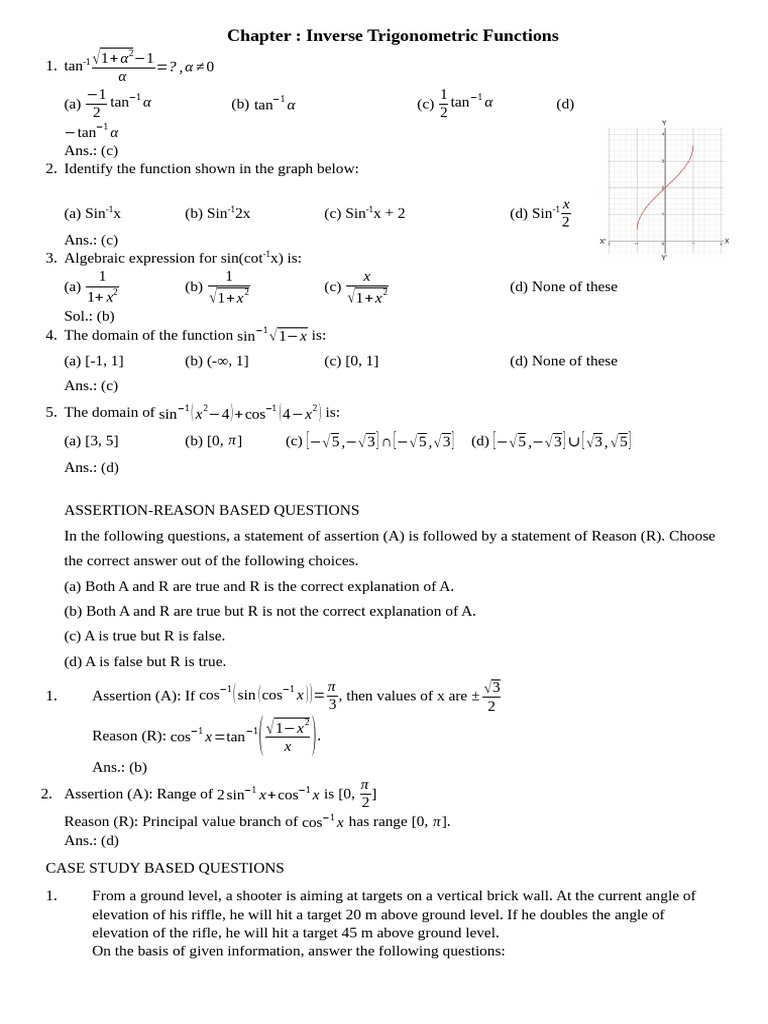 Ch 2 Inverse Trigonometric Functions | PDF | Function (Mathematics ...