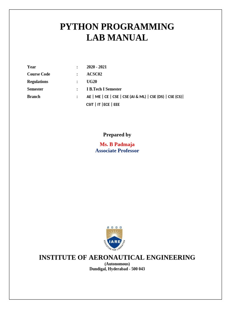 Python Lab Manual | PDF | String (Computer Science) | Method (Computer Programming)
