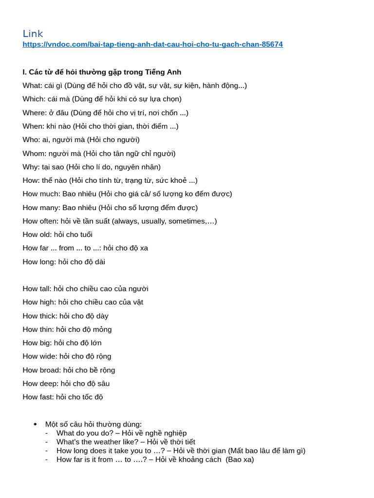 Common English Question Words Explained | PDF