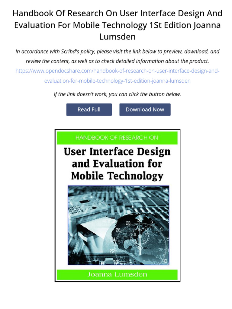 Handbook of Research on User Interface Design and Evaluation for Mobile ...