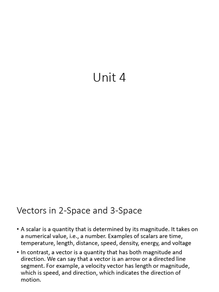 Vectors and Scalars in 2D and 3D | PDF