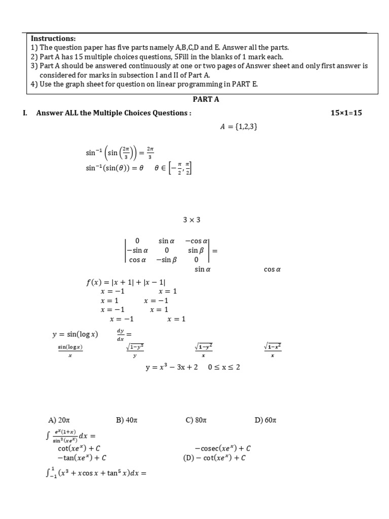 Comprehensive Math Exam Guide | PDF | Linear Algebra | Mathematical ...