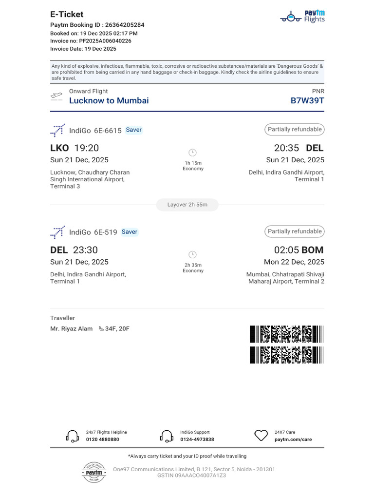 Riyaj Ticket | PDF | Fee | Payments