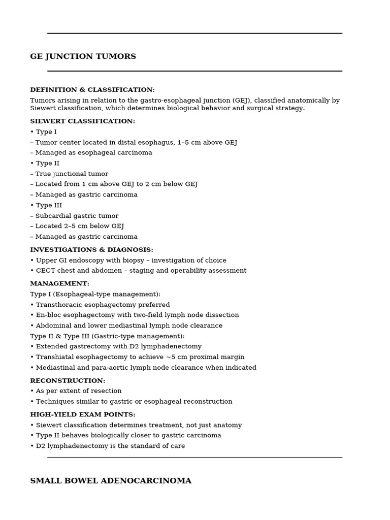 GE Junction Tumors: Definition & Management | PDF