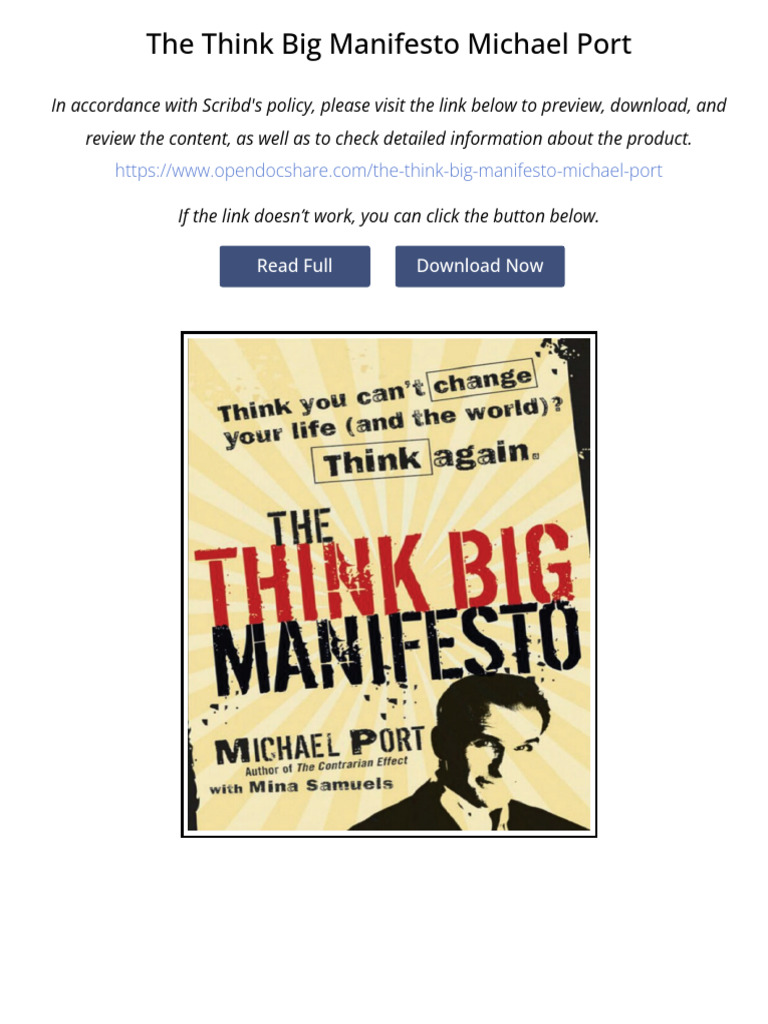 The Think Big Manifesto Michael Port | PDF