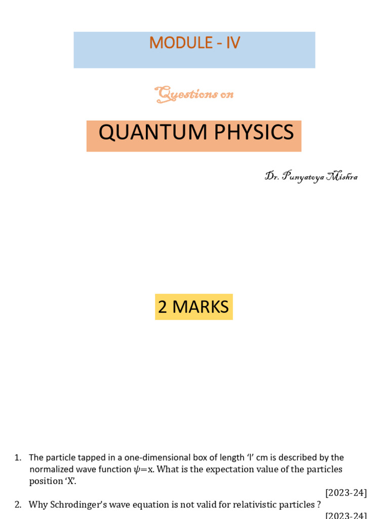Questions Quantum Physics | PDF | Wave Function | Waves