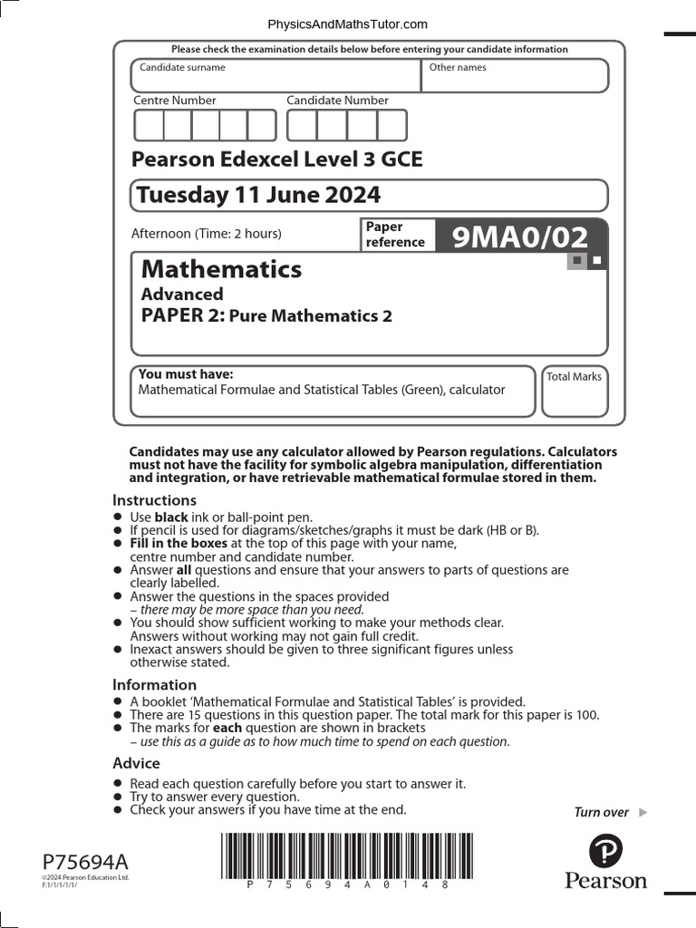 June 2024 MA | PDF | Mathematics | Mathematical Objects