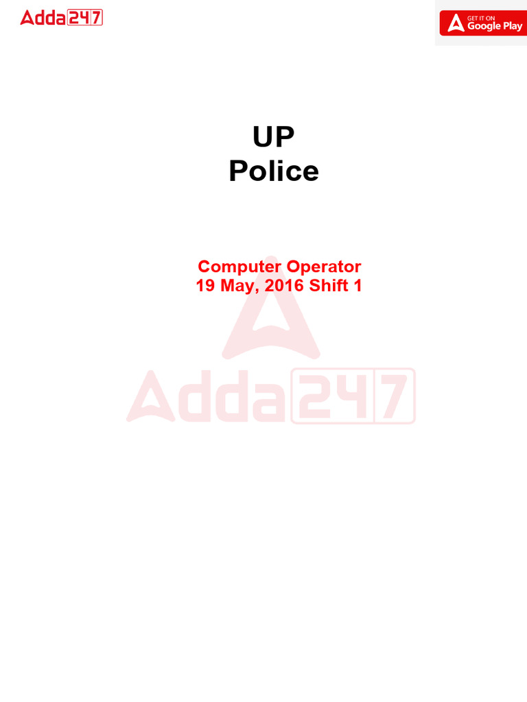 UP Police Computer Operator Official Paper Held on 19 May 20... | PDF