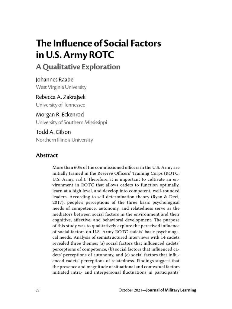 Raabe Social Factors ROTC UA | PDF | Motivation | Motivational
