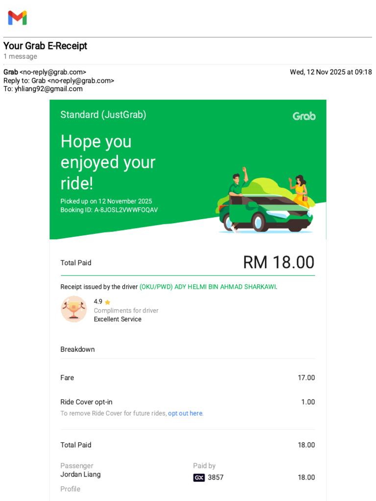 Grab E-Receipt for Ride on Nov 12, 2025 | PDF