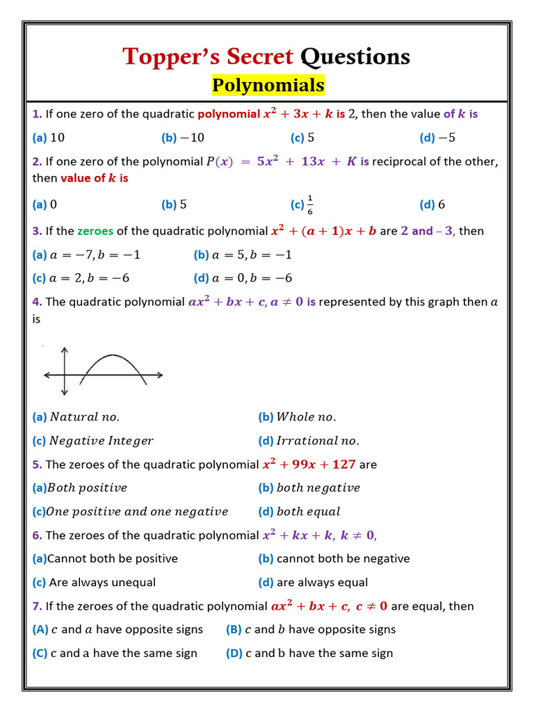 Polynomials | PDF | Zero Of A Function | Polynomial