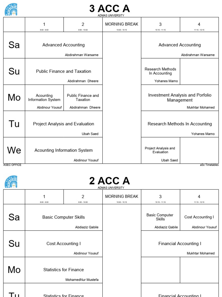 Morning Class Schedule 2nd and 3rd Year S1 2025-2026 | PDF | Science ...