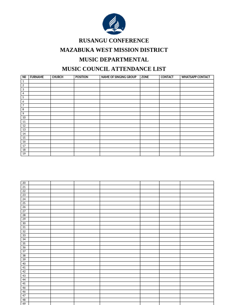 Rusangu Conference Attendance List | PDF