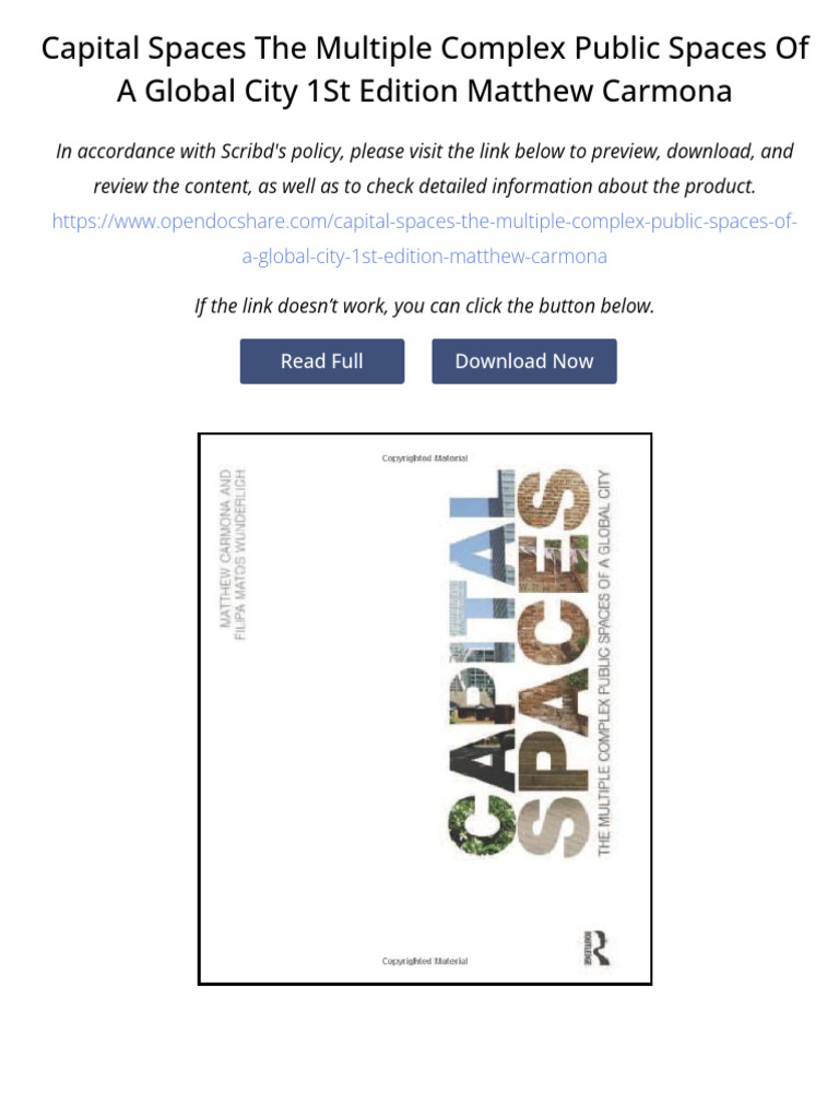 Capital Spaces The Multiple Complex Public Spaces of A Global City 1st ...