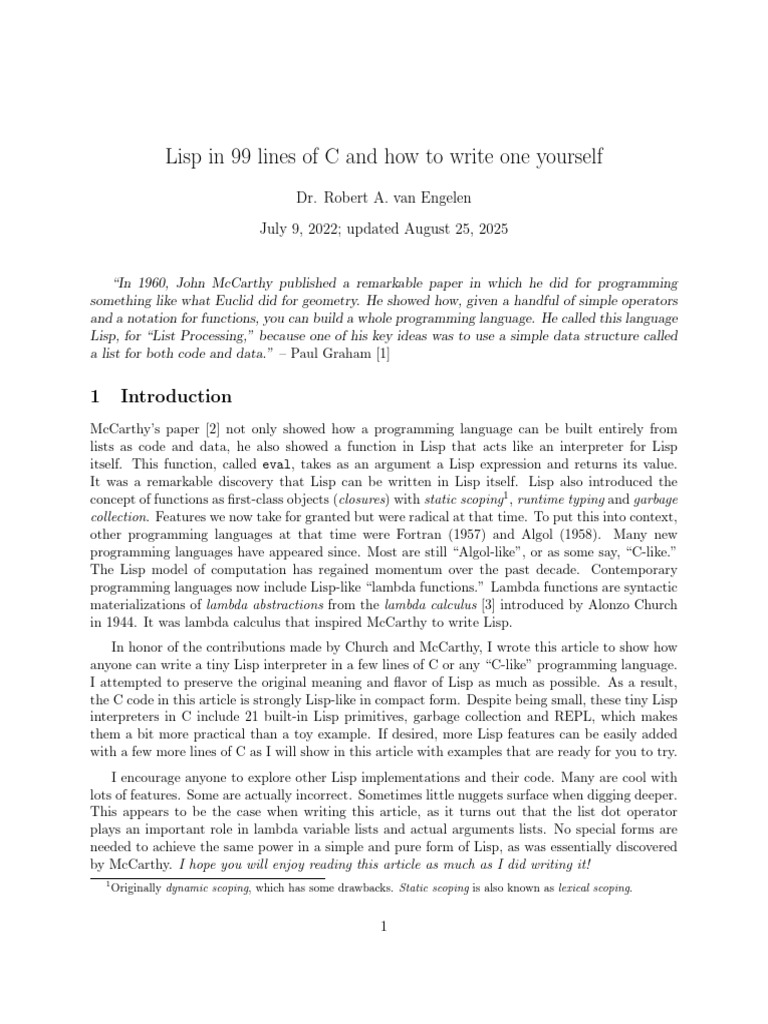 Tiny Lisp | PDF | Anonymous Function | Scope (Computer Science)