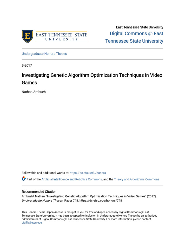 Investigating Genetic Algorithm Optimization Techniques in Video | PDF ...