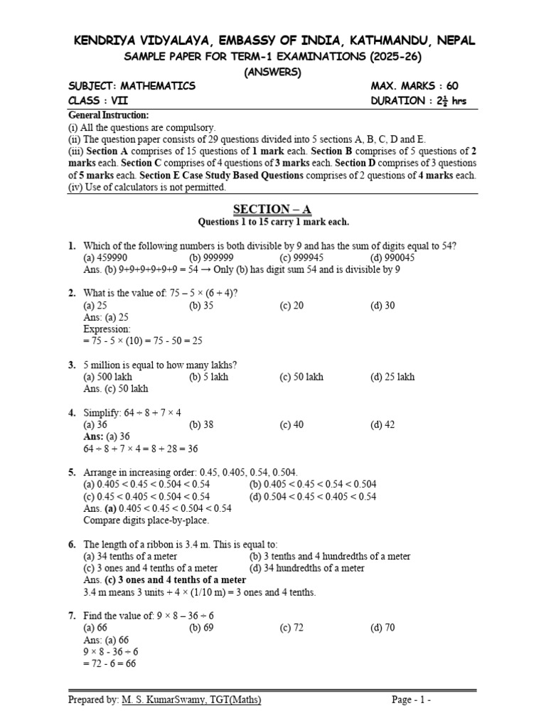 maths-class-vii-term-1-examinations-sample-paper-2025-26-answers | PDF ...