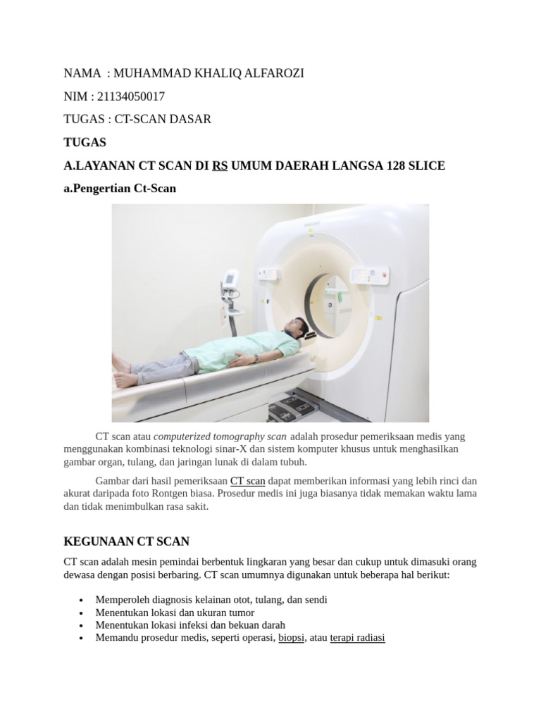 Layanan CT Scan di RSUD Langsa 128 Slice | PDF