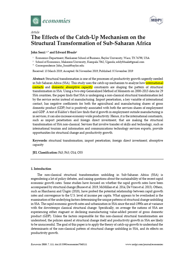Determinants Structural Change 1 | PDF | Economic Growth | Labour Economics