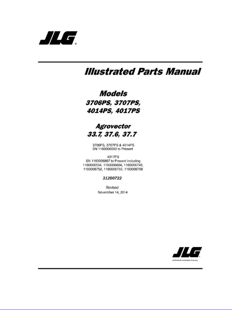Jlg 3706ps 3707ps 4014ps 4017ps Telehandler Parts Manual | PDF | Axle ...