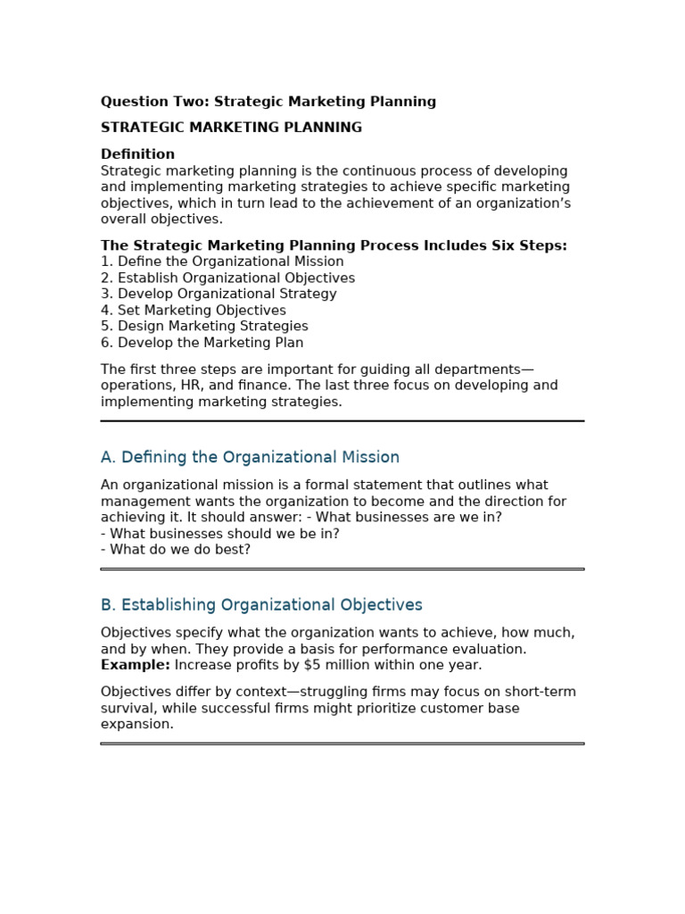 Strategic Marketing Planning Guide | PDF | Marketing Strategy | Marketing
