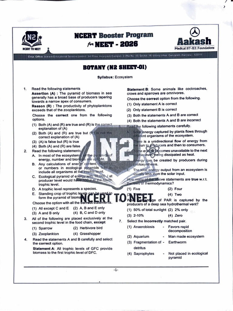 BOTANY N2 Sheet 1 and 2 | PDF