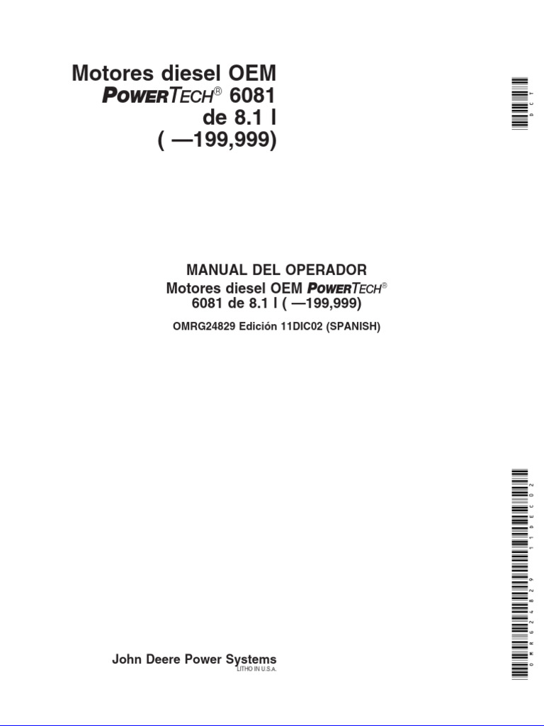 John Deree 8 1l Rg6081hf Maintenance Manual | PDF | Embrague | Refrigerante