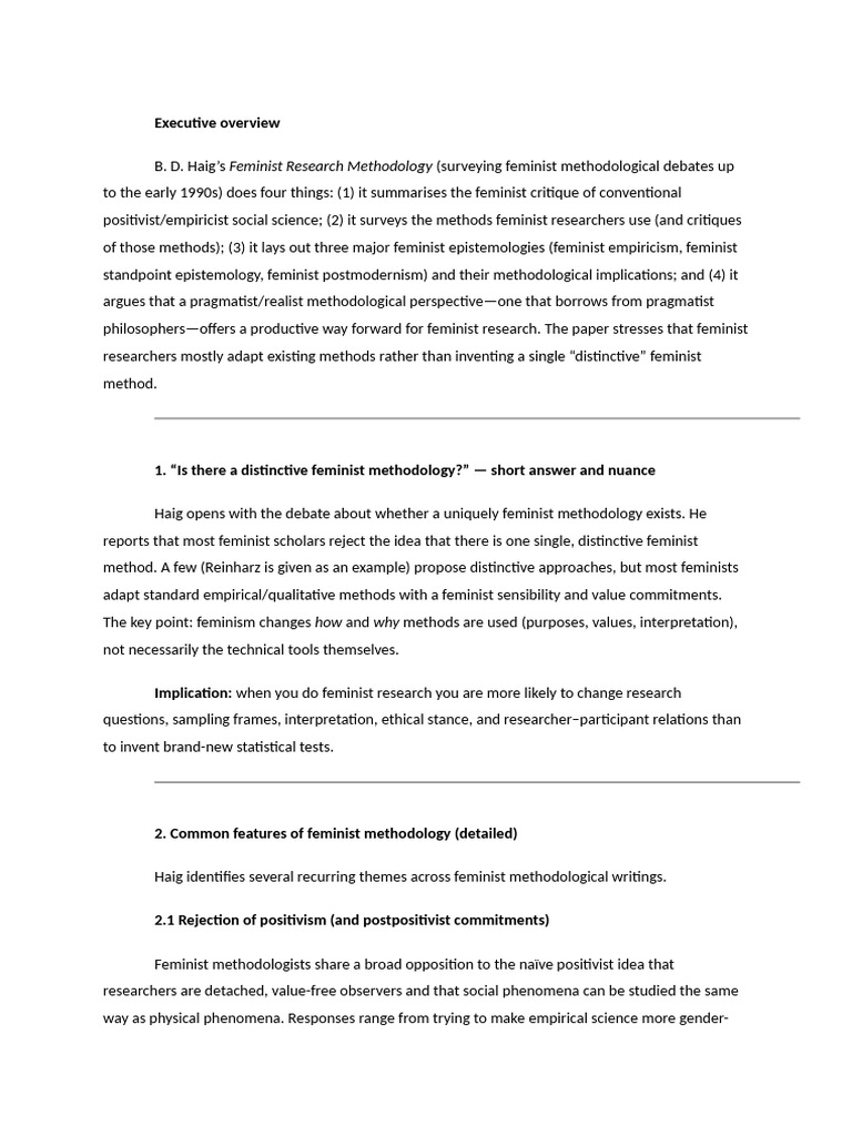 Feminist Methodologies | PDF | Methodology | Positivism