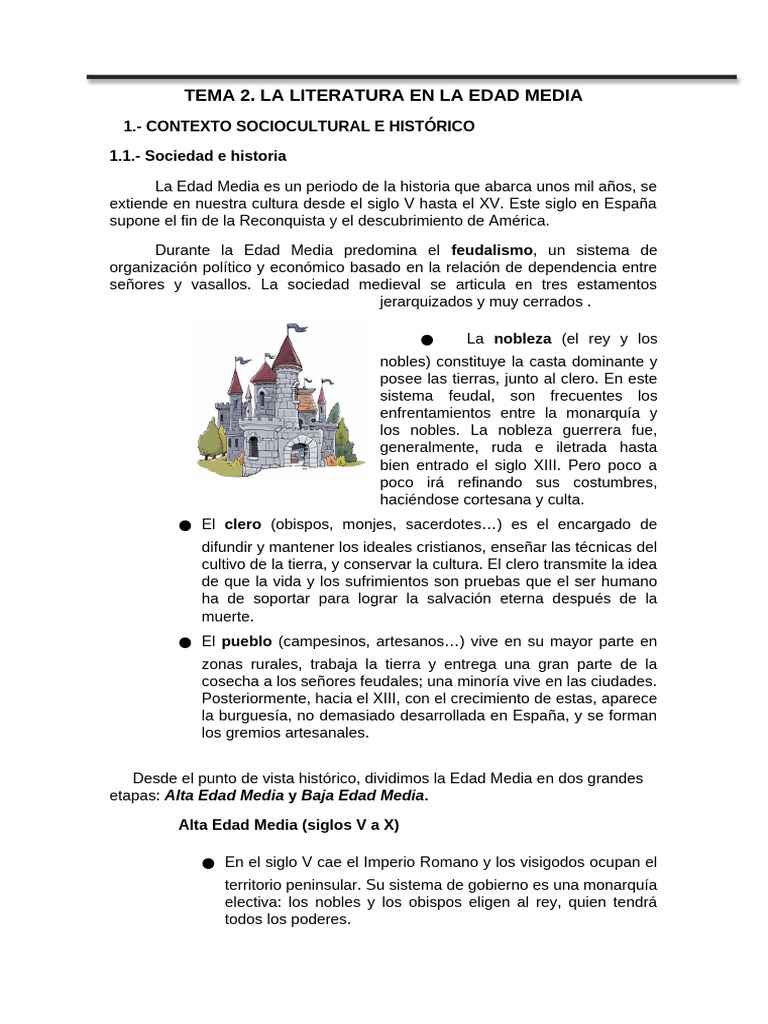 Literatura en la Edad Media Española | PDF | Metro (poesía) | Edades medias