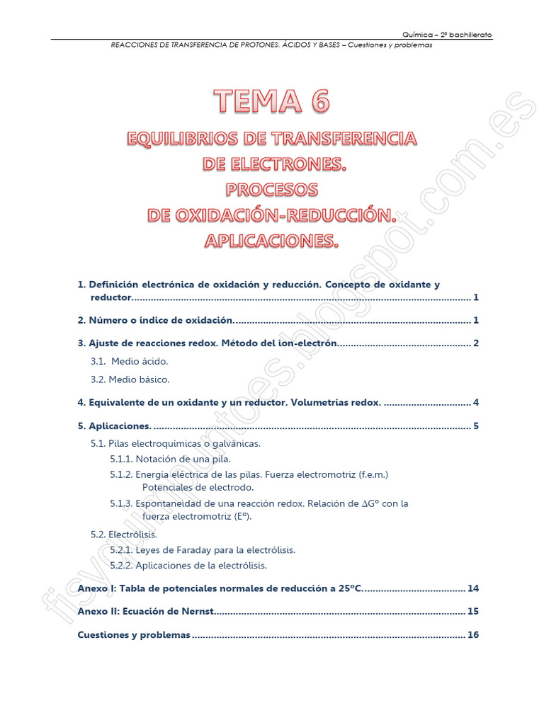 Tema Redox 2425 | PDF | Redox | Electrodo