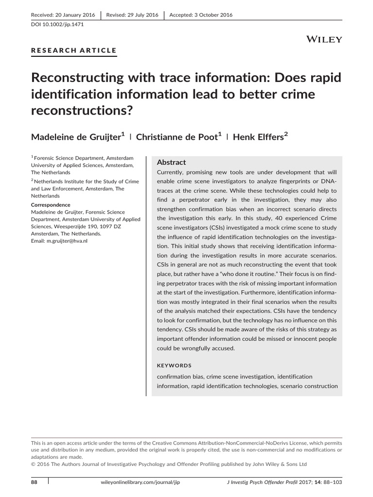 de Gruijter, de Poot & Elffers (2016) crime reconstruction | PDF ...