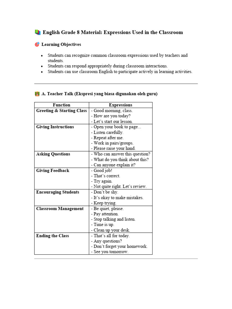 English Grade 8 Worksheet Used | PDF | Classroom | Classroom Management