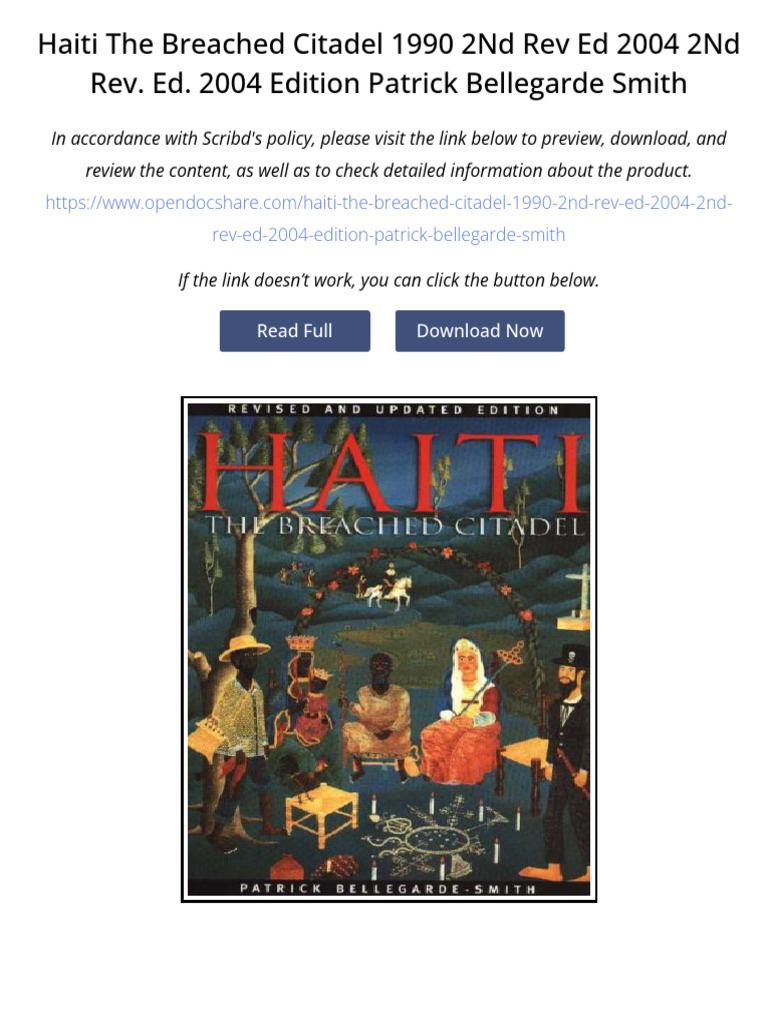 Haiti The Breached Citadel 1990 2nd rev ed 2004 2nd rev. ed. 2004 ...