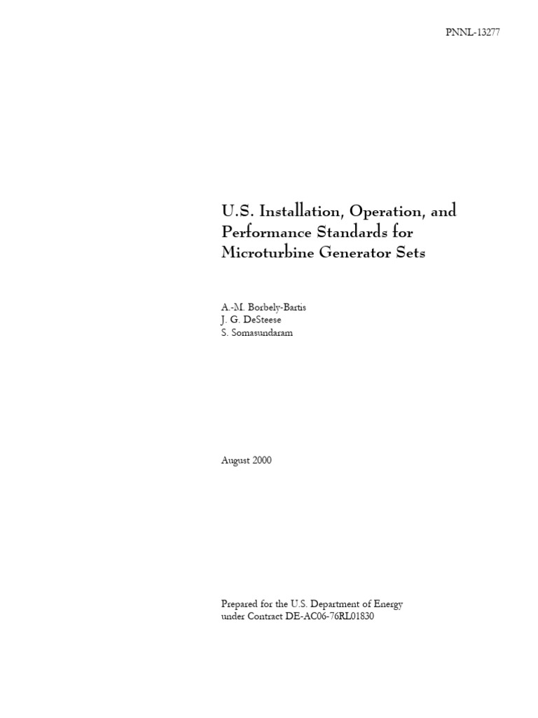 Us Installation Operation and Performance Standards Microturbine ...