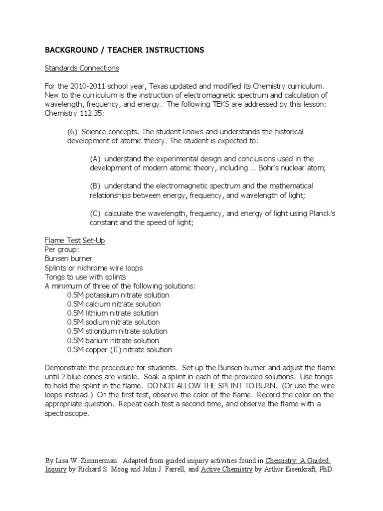Spectra Guided Inquiry | PDF | Electromagnetic Spectrum | Light