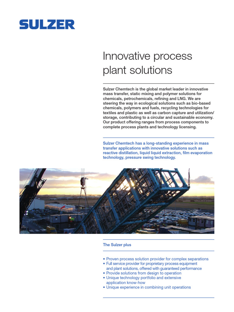 Innovative Plant Solutions by Sulzer Chemtech | PDF | Distillation ...