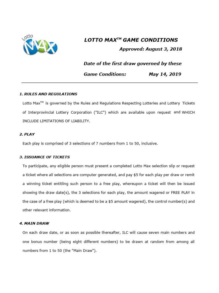 Lotto Max Game Conditions | PDF | Lottery | Gambling Games