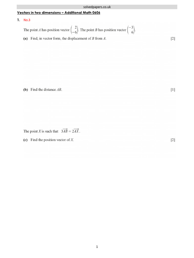 IG3AT2JN Vectors in Two Dimensions Add Math 0606 | PDF
