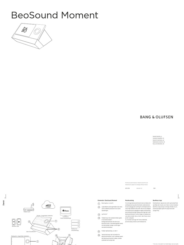 1501 BeoSound Moment Quick Guide Ver3 WEB | PDF