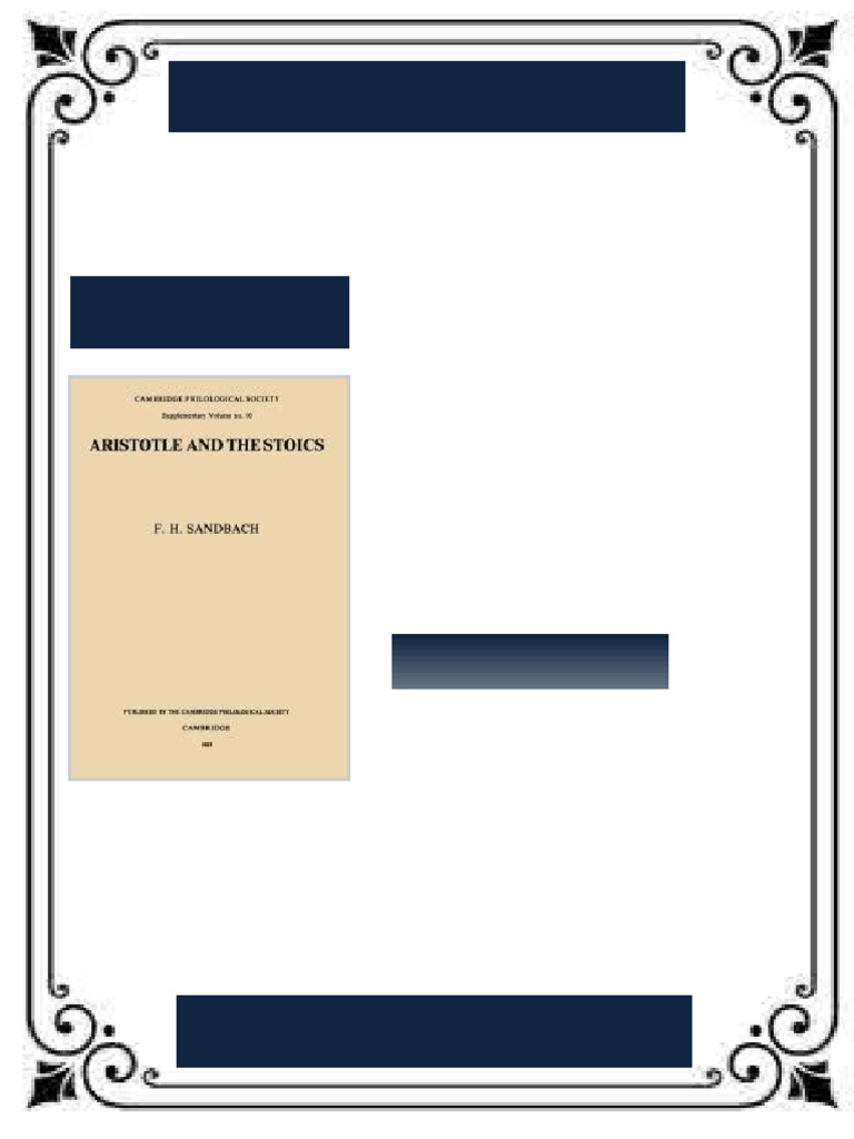 Aristotle and the Stoics 1st Edition F. H. Sandback eBook full ...