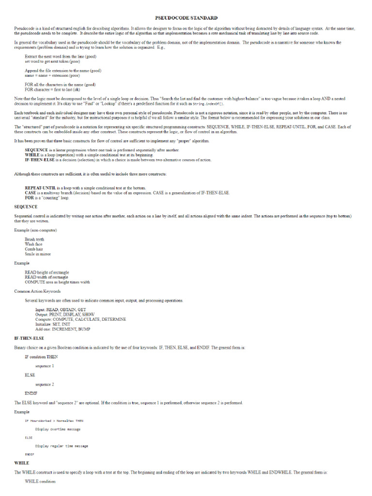 How to Write Pseudo Code | PDF